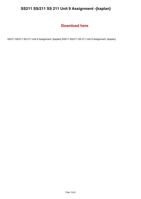 SS211 SS/211 SS 211 Unit 9 Assignment -{kaplan}