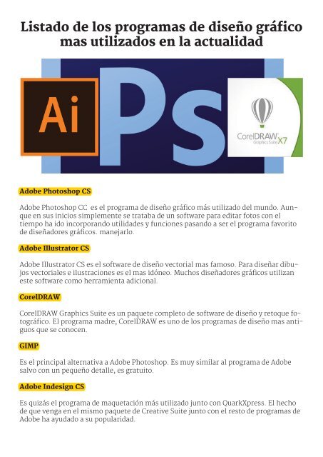 Programas de diseño grafico mas utilizados