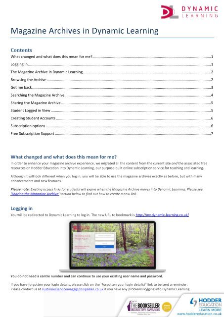Magazine Archives in Dynamic Learning