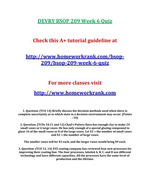 DEVRY BSOP 209 Week 6 Quiz