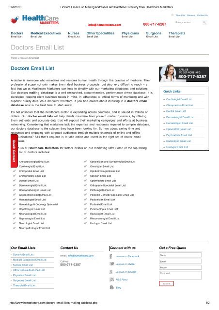 Doctors email list from HcMarketers
