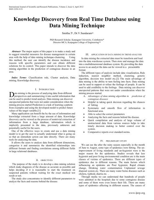 Knowledge Discovery from Real Time Database using Data Mining ...