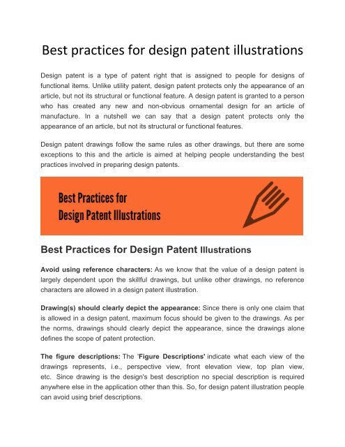 Best practices for design patent illustrations