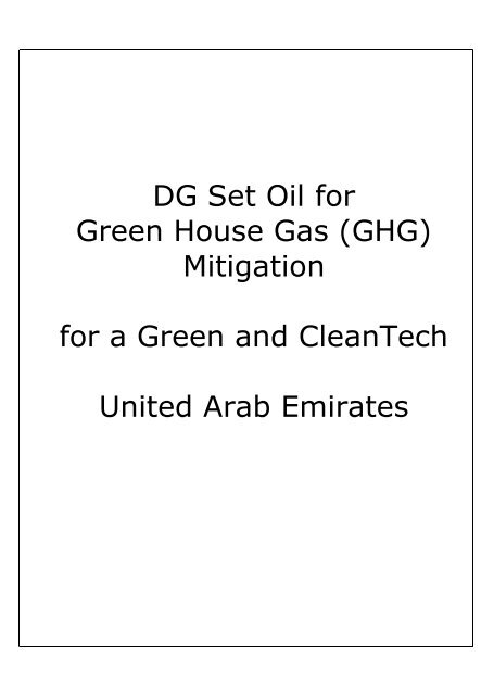 DG Set Oil for mitigation of GHG in UAE