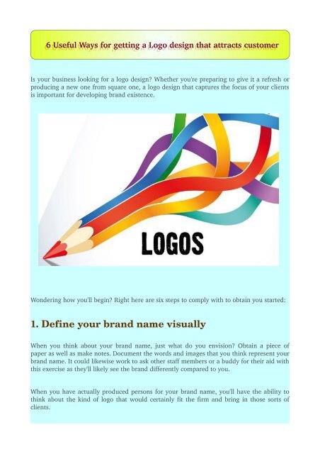 6 Useful Ways for getting a Logo design that attracts customer
