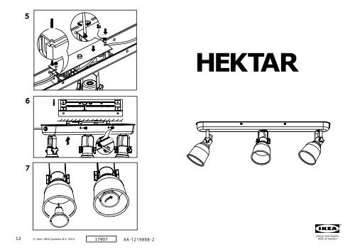 Ikea HEKTAR binario da soffitto, 3 faretti - 50297485 - Istruzioni di montaggio
