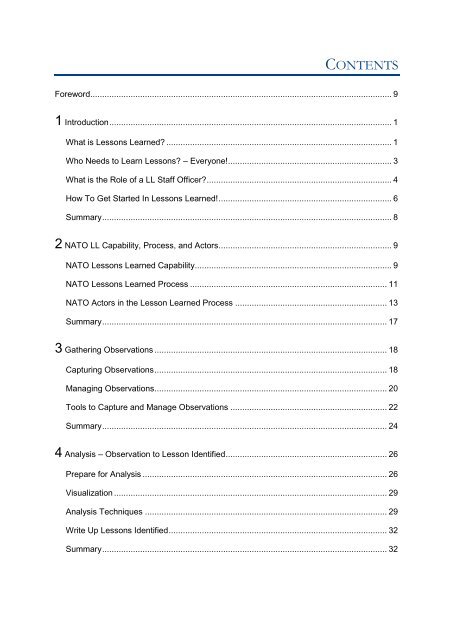 CONTENTS Foreword .......