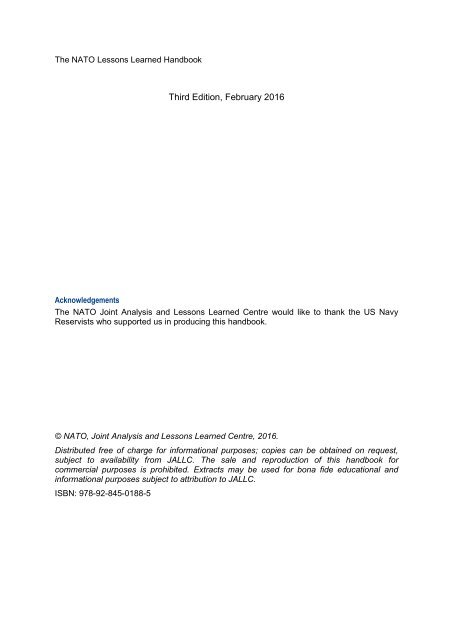 The NATO Lessons Learned