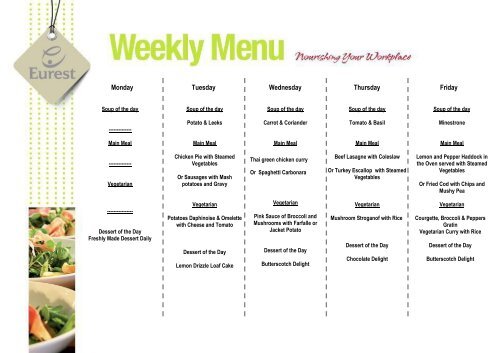 Hanger Restaurant Menu May 31 June 3