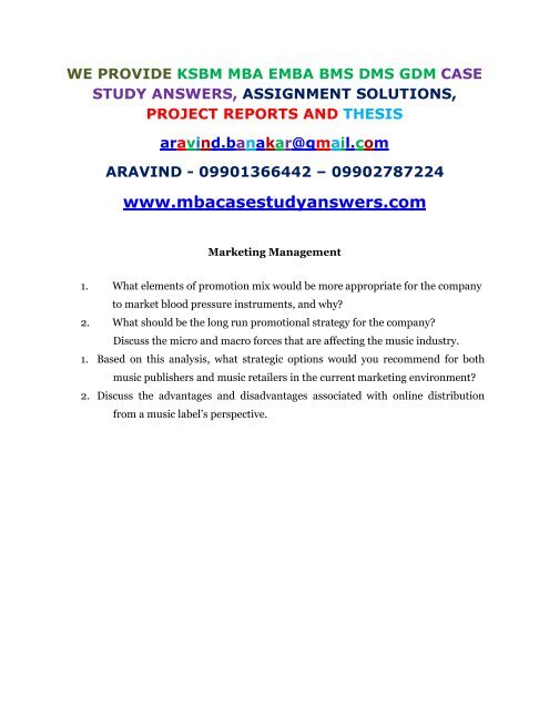 What elements of promotion mix would be more appropriate for the ...