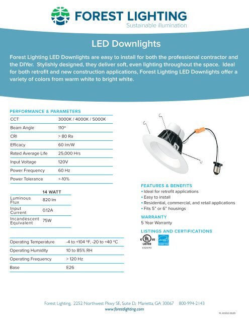 Complete Specification of LED Downlights