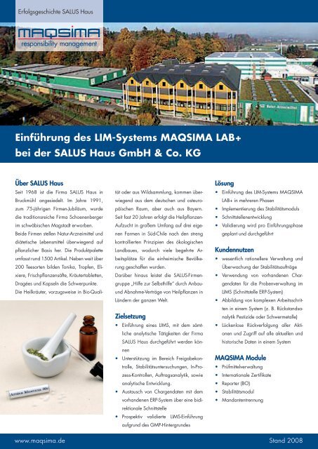 EinfÃ¼hrung des LIM-Systems MAQSIMA LAB+ bei ... - Maqsima GmbH