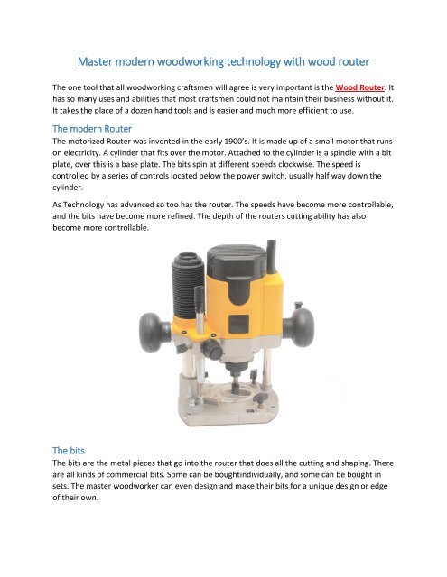 Master modern woodworking technology with wood router