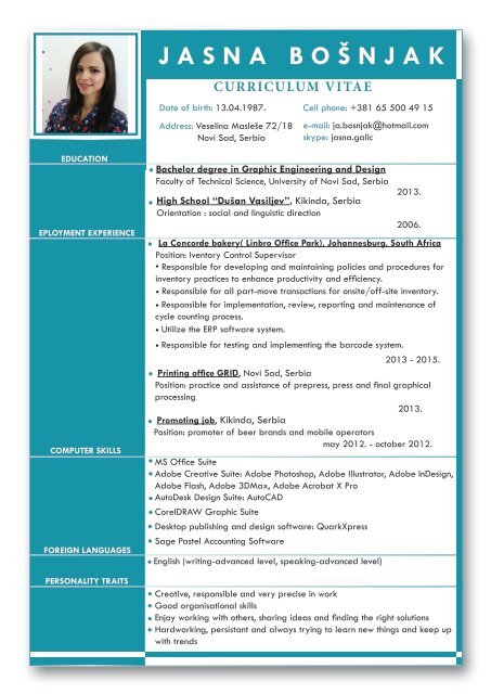 1Jasna Bosnjak CV