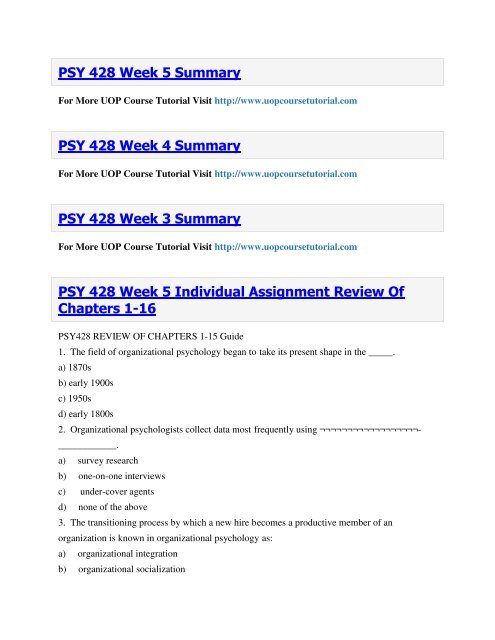 PSY 428 UOP Course Tutorial,PSY 428 UOP Tutorial,PSY 428 UOP Homework Help