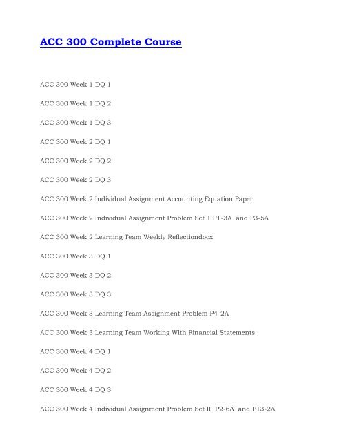 ACC 300 Complete Course