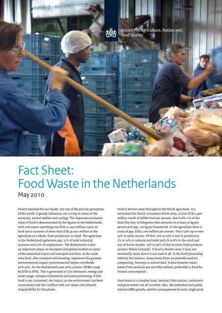 Fact Sheet: Food Waste in the Netherlands - The SCP Knowledge Hub