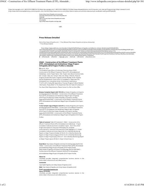 381-ONGC - Construction of Six Effluent Treatment Plants (ETP ...