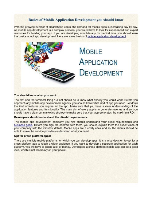 Basics of Mobile Application Development you should know