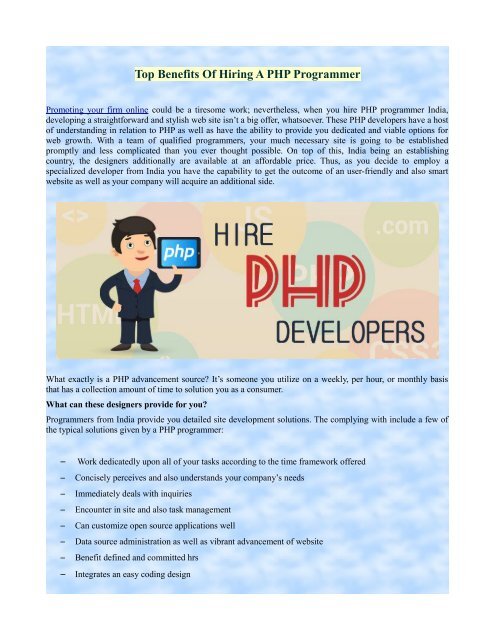 Top Benefits Of Hiring A PHP Programmer
