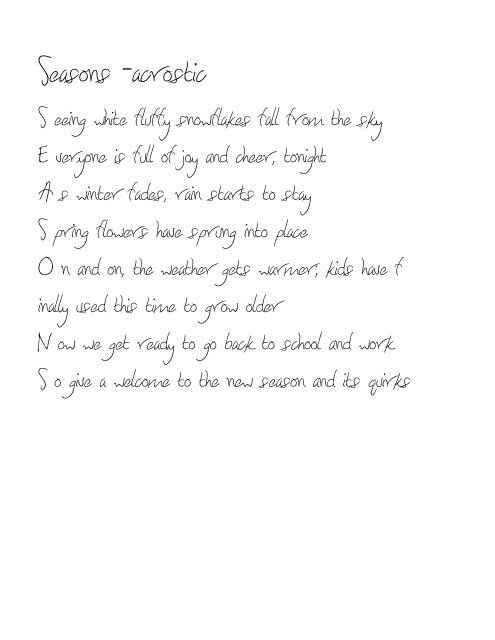 An Acrostic Poem For Spring Season In English - Infoupdate.org