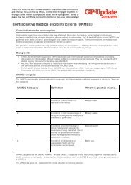 UKMEC SUMMARY TABLE HORMONAL AND INTRAUTERINE CONTRACEPTION