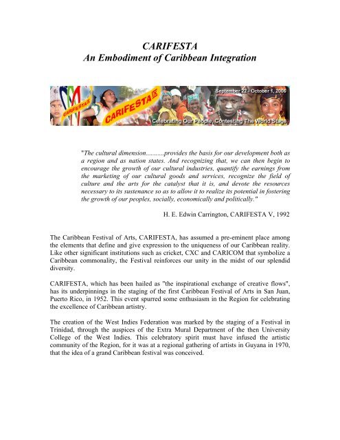 CARIFESTA An Embodiment of Caribbean Integration - Caricom