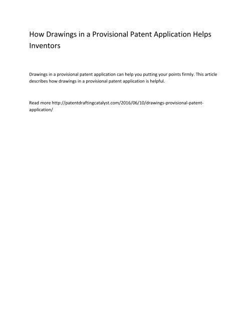 How Drawings in a Provisional Patent Application Helps Inventors