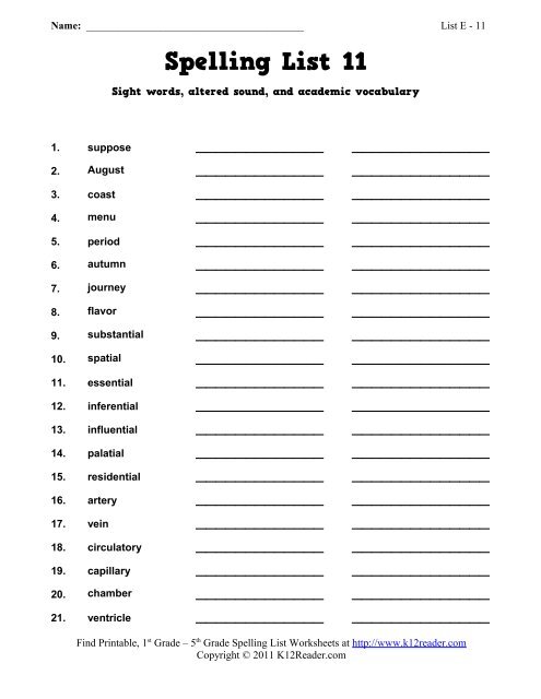 10th Grade Vocabulary Worksheets