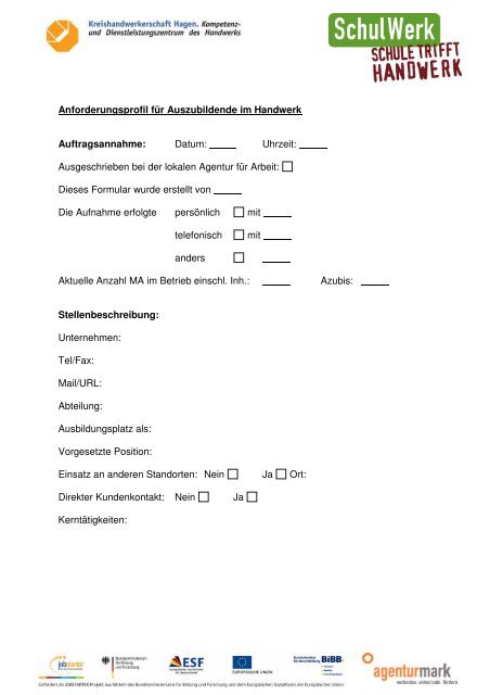 Anforderungsprofil als pdf zum drucken und faxen