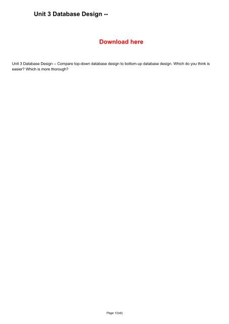 Unit 3 Database Design