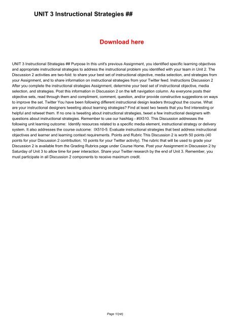 UNIT 3 Instructional Strategies