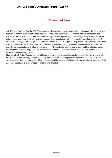 Unit 3 Topic 2 Analysis, Part Two