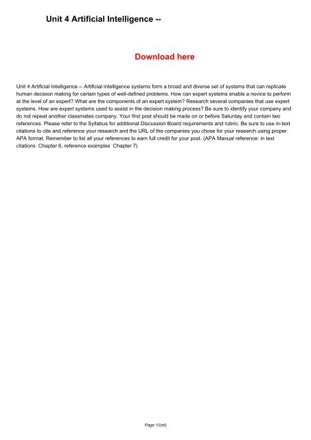 Unit 4 Artificial Intelligence