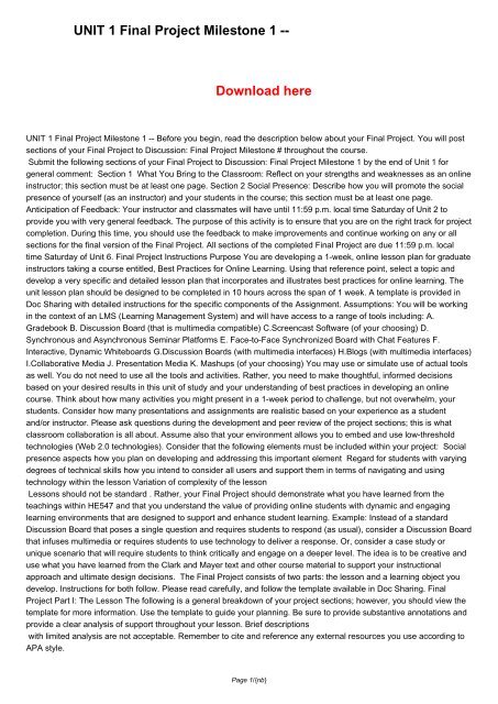 UNIT 1 Final Project Milestone 1