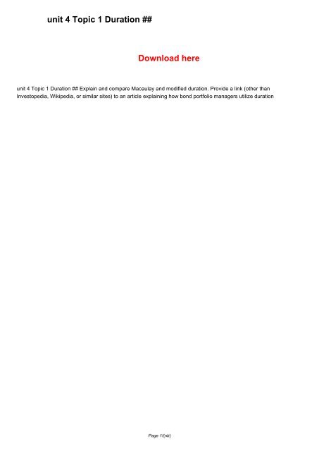 unit 4 Topic 1 Duration