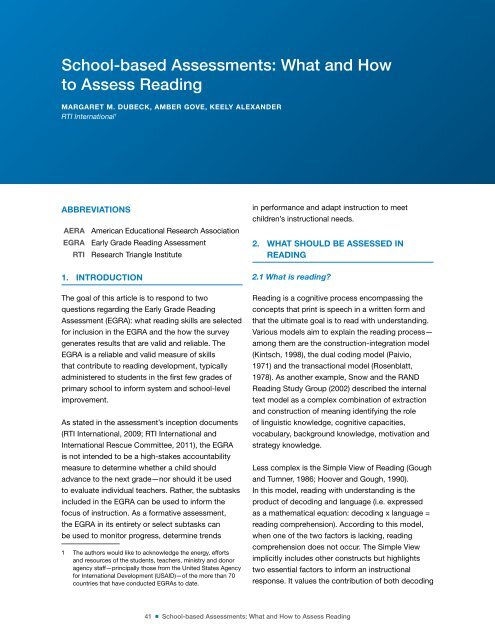 School-based Assessments: