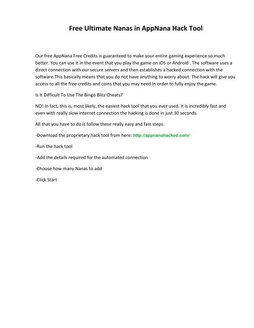 Free Ultimate Nanas in AppNana Hack Tool