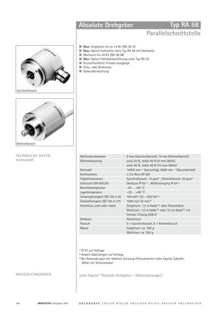 Absolute Drehgeber Parallelschnittstelle Typ RA 58 - Hengstler