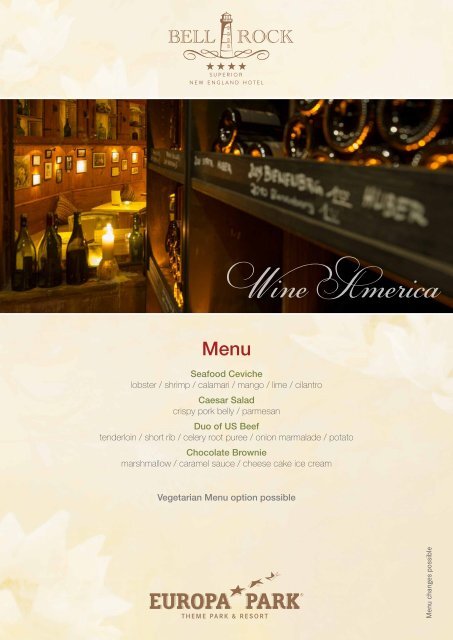 Bell Rock Menu Wine Journey America Europa-Park