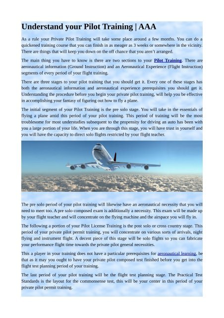 Understand your Pilot Training | AAA