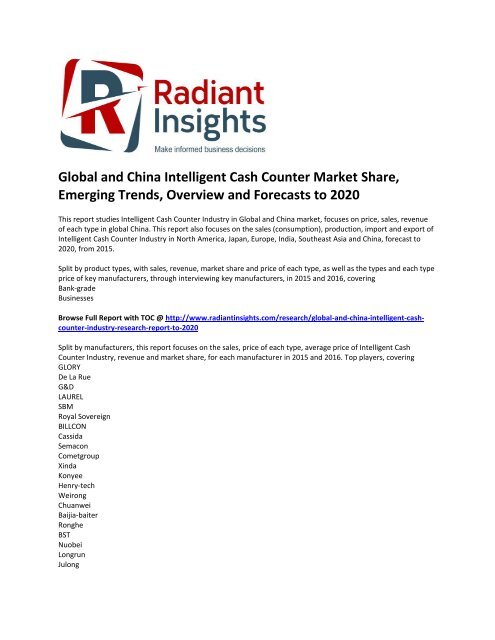 Global and China Intelligent Cash Counter Market Share, Size, Analysis ...