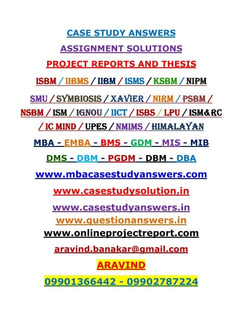 ISMS CASE STUDY SOLUTIONS