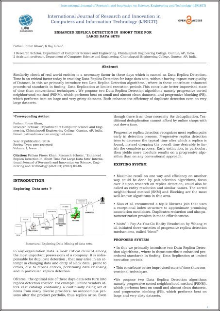 Ijricit 01 002 Enhanced Replica Detection In Short Time For Large Data Sets