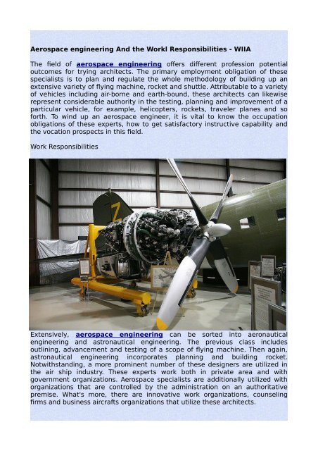 Aerospace engineering And the Workl Responsibilities - WIIA