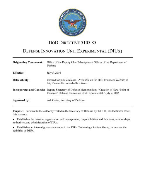 DEFENSE INNOVATION UNIT EXPERIMENTAL (DIUX)