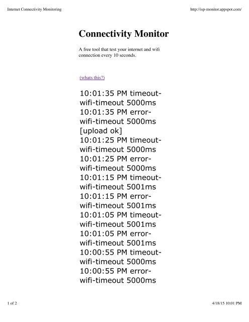 Internet Connectivity Monitoring