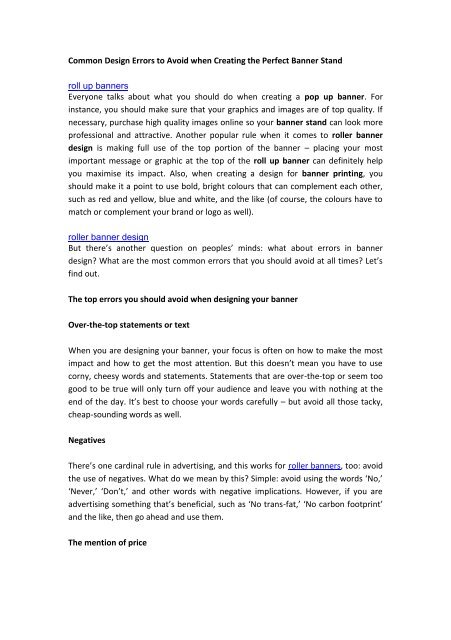 Common Design Errors to Avoid when Creating the Perfect Banner Stand6