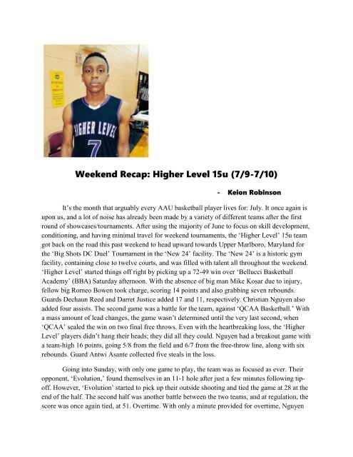 higher level weekend recap