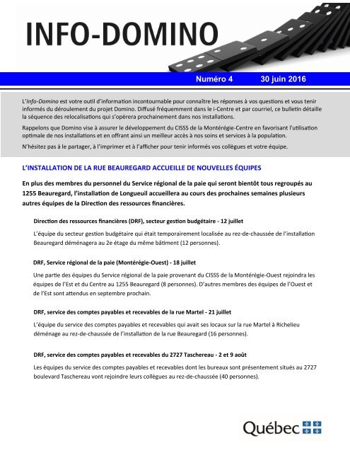 PDF Juin 2013 - CSSS de l`Ouest-de - Gestion De Projet PDF Télécharger ...